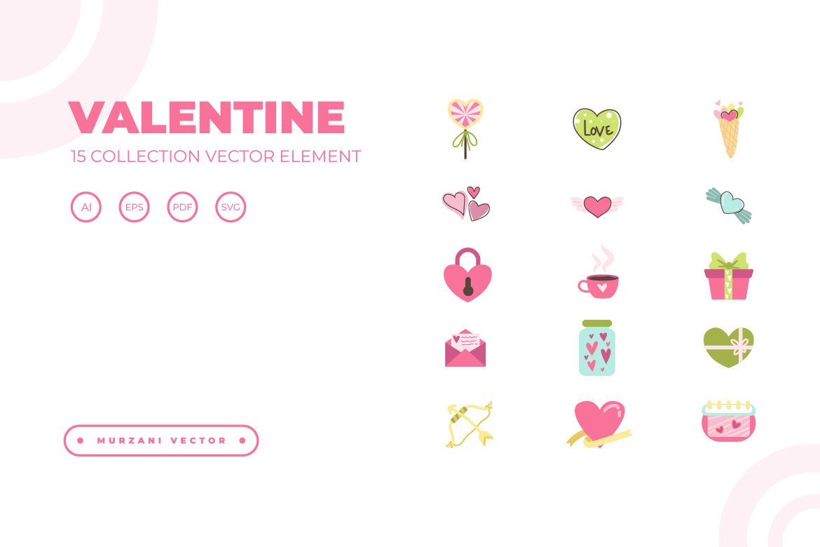 set of valentine elements vector | Deeezy