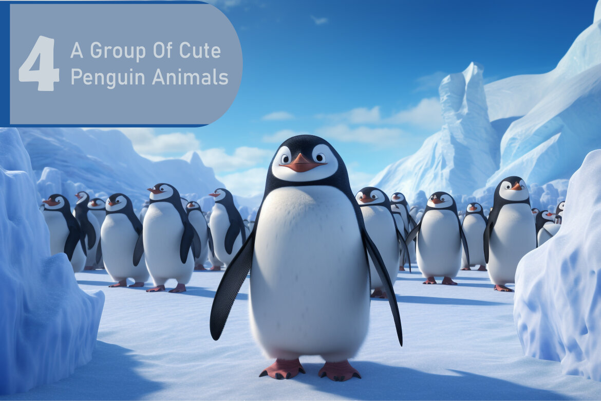 group of penguins snow background | Deeezy