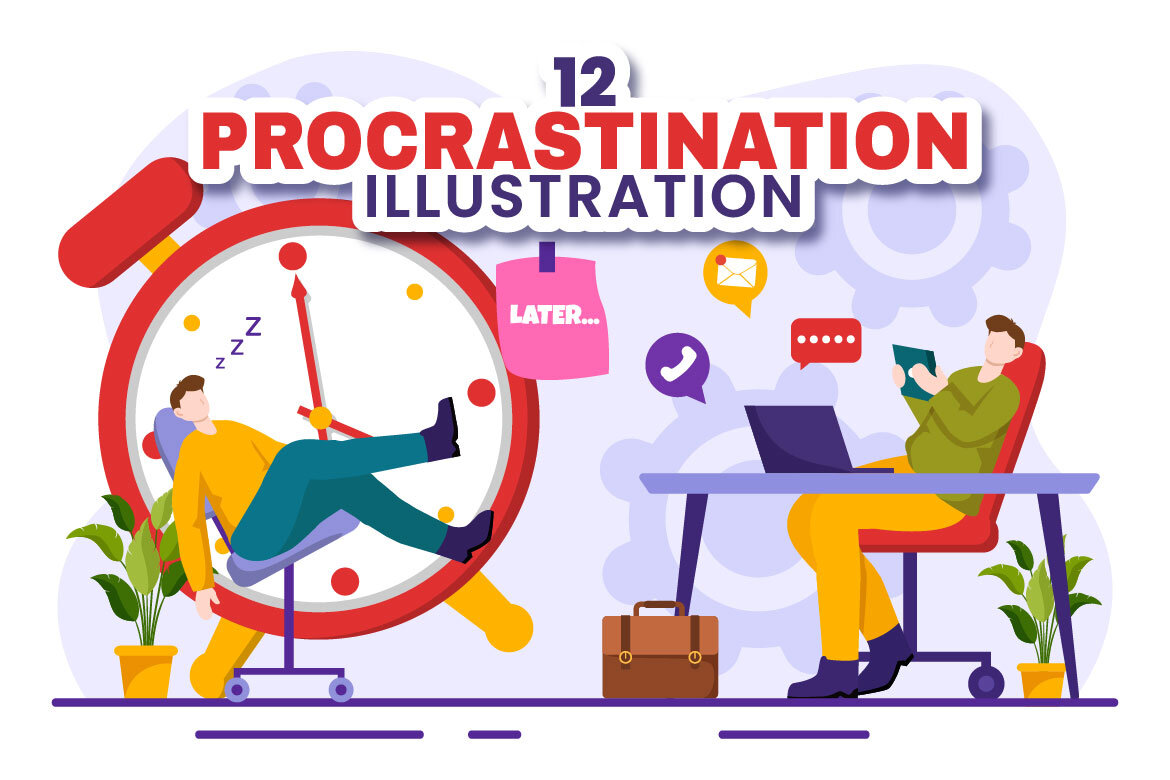 12 Procrastination Vector Illustration | Deeezy
