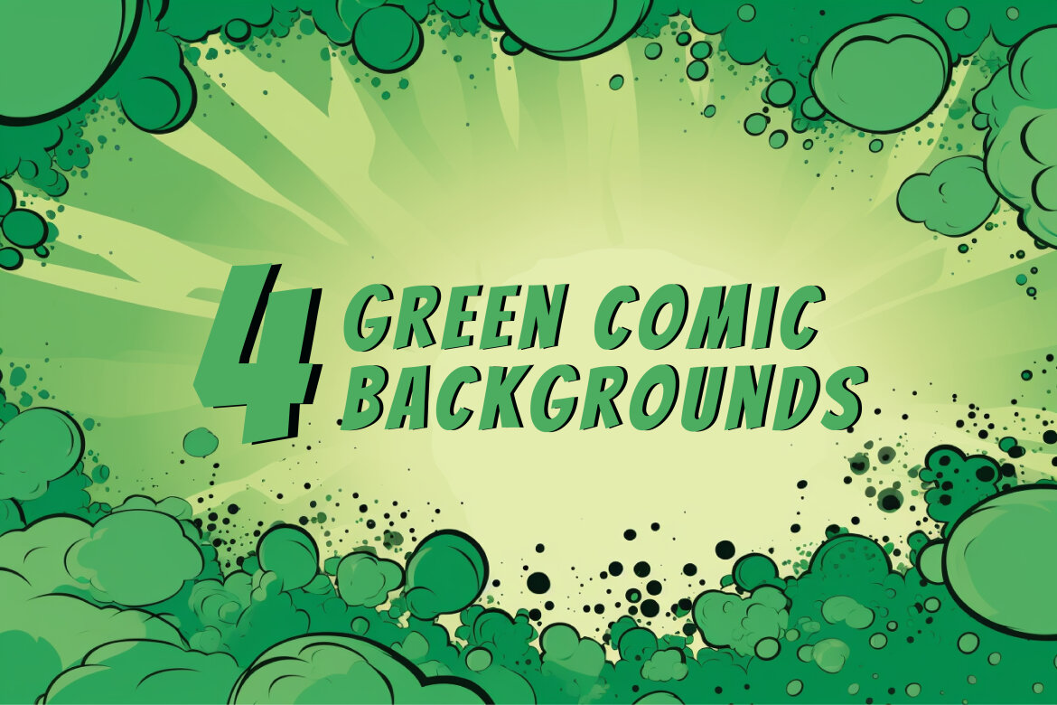 4 Green comic style background images | Deeezy