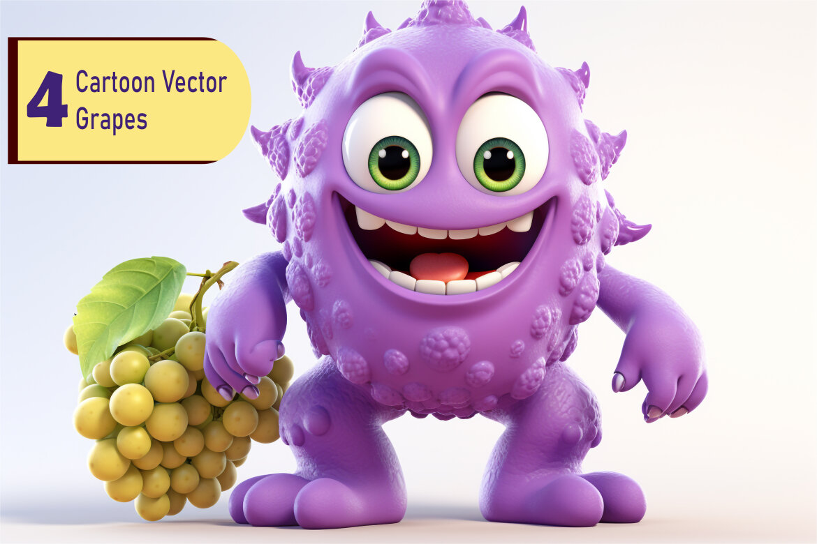 cute cartoon grapes on white background | Deeezy