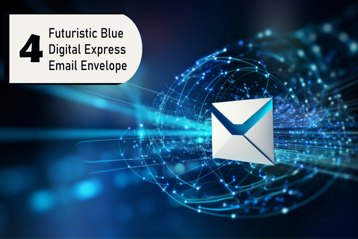 futuristic blue digital express email envelope message | Deeezy