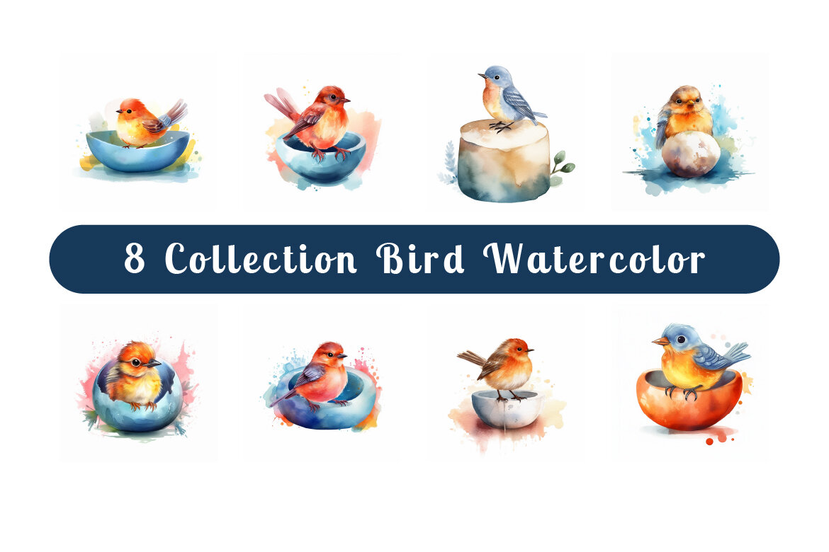 watercolor cute bird collection vol. 10 | Deeezy