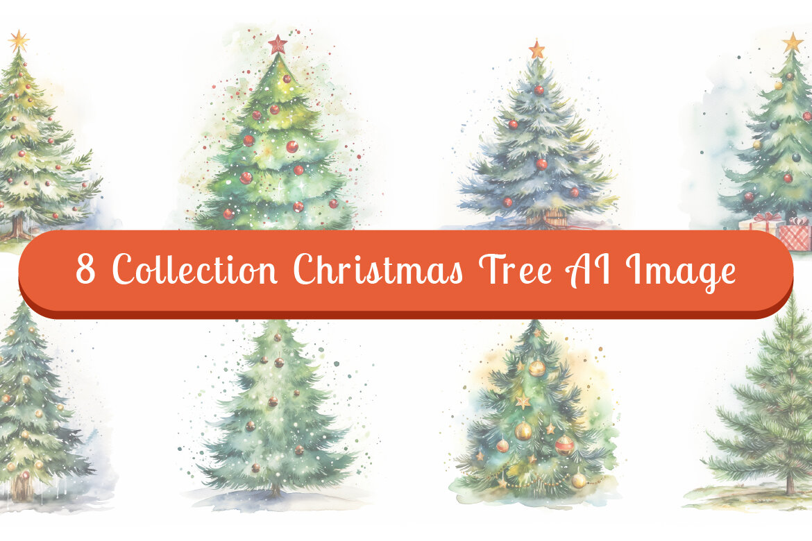 FREE watercolor christmas tree collection vol. 5 | Deeezy