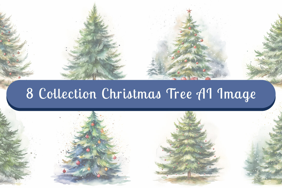 watercolor christmas tree collection vol. 6 | Deeezy