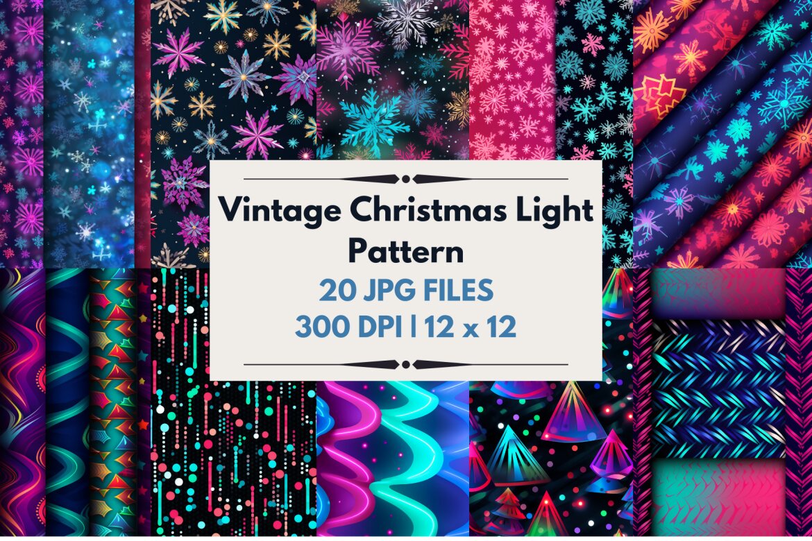 Vintage Christmas Light Digital Paper | Deeezy