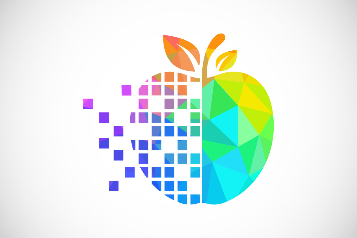 Low poly style apple technology logo sign symbol | Deeezy