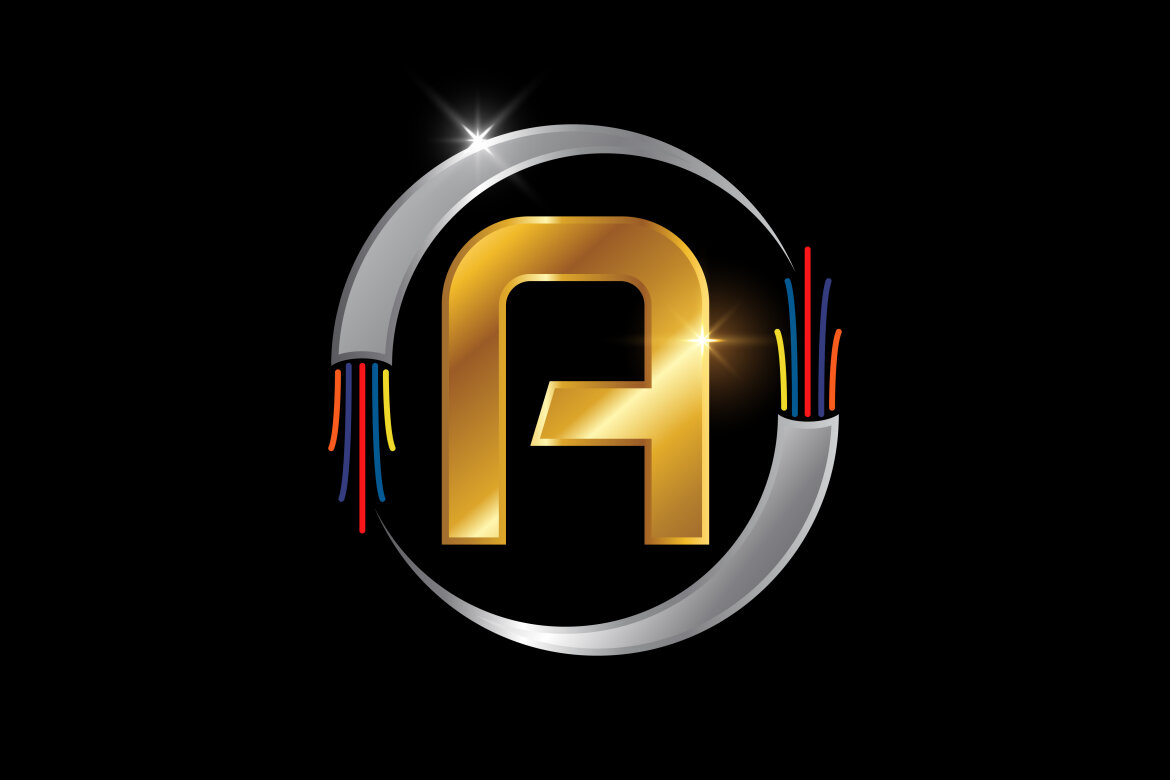 English alphabet with electric wire. optical fiber cable | Deeezy