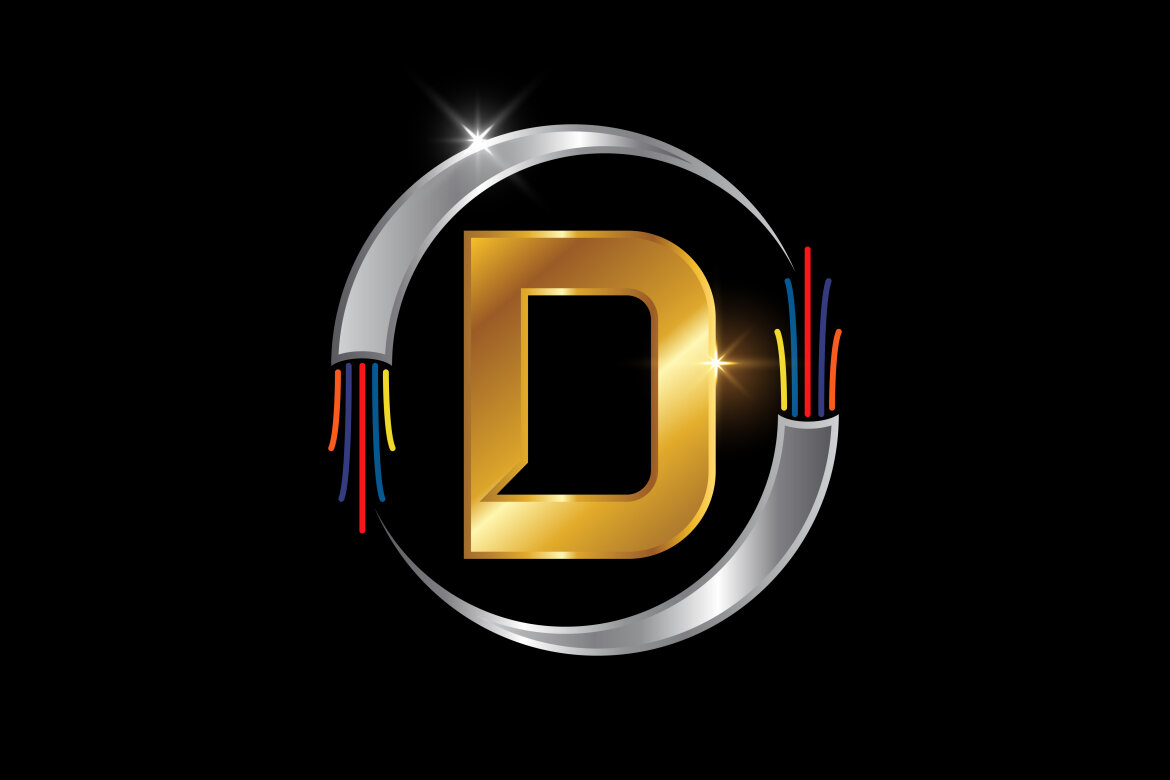 English alphabet with electric wire. optical fiber cable | Deeezy