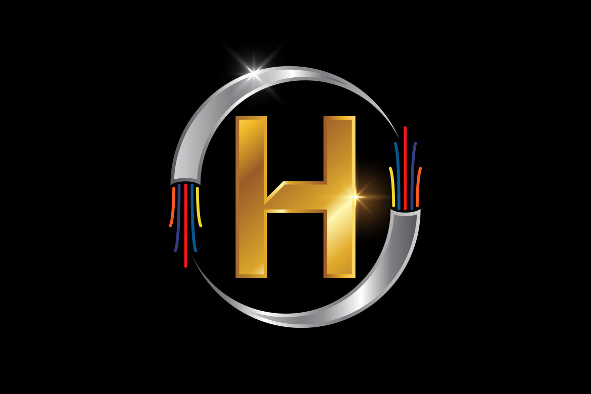 English alphabet with electric wire. optical fiber cable | Deeezy