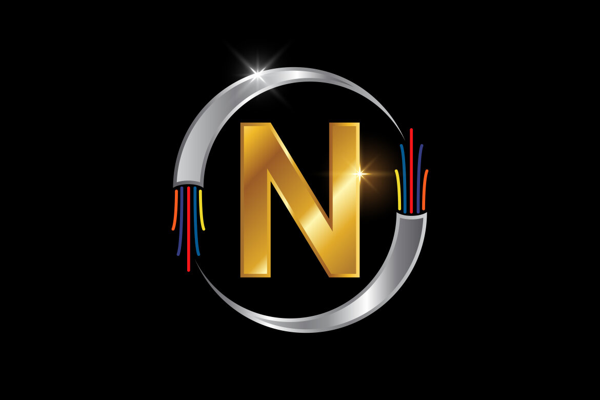 English alphabet with electric wire. optical fiber cable | Deeezy