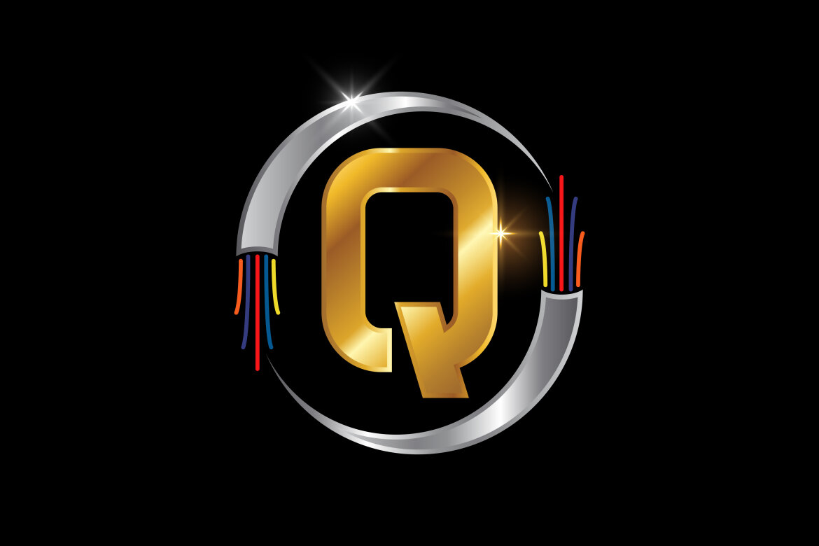 English alphabet with electric wire. optical fiber cable | Deeezy