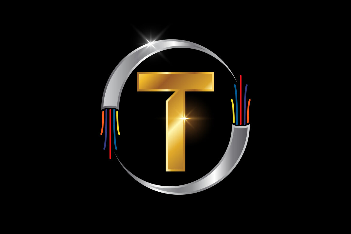 English alphabet with electric wire. optical fiber cable | Deeezy