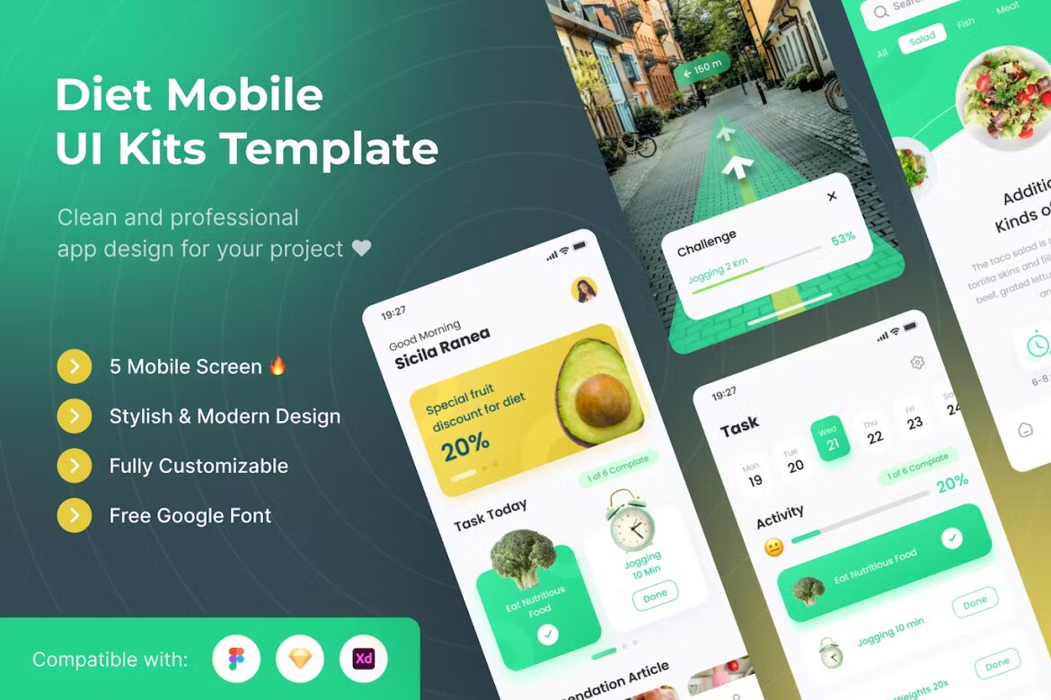 Diet Mobile UI Kits Template | Deeezy
