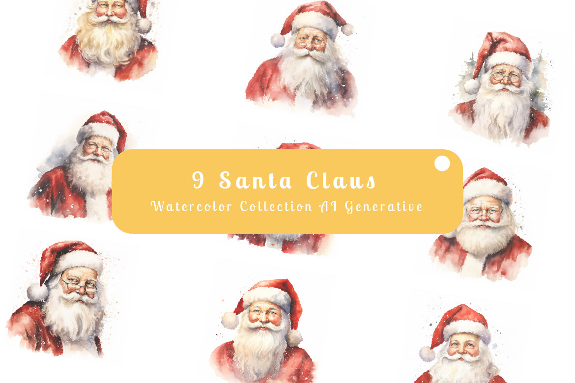 santa claus watercolor illustration collection | Deeezy