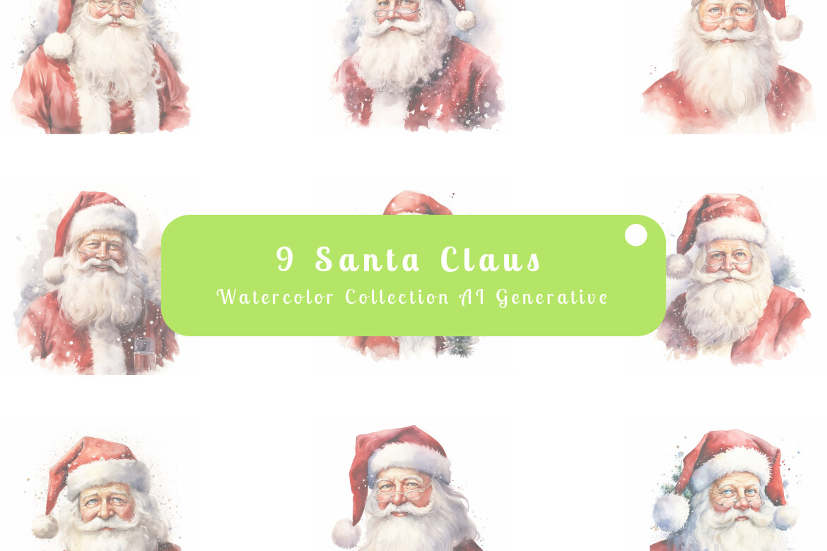 santa claus watercolor illustration collection vol. 8 | Deeezy