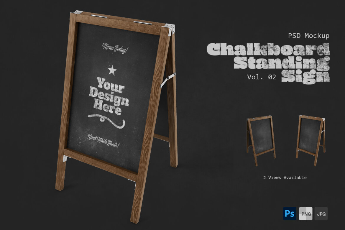 Standing Signboard Chalkboard Mockup Vol. 02 | Deeezy