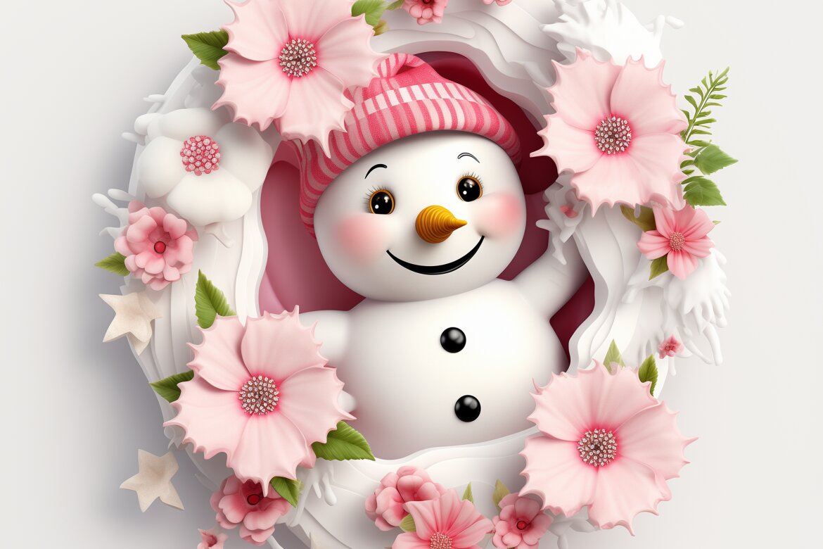 Snowman Pink Wallpaper | Deeezy