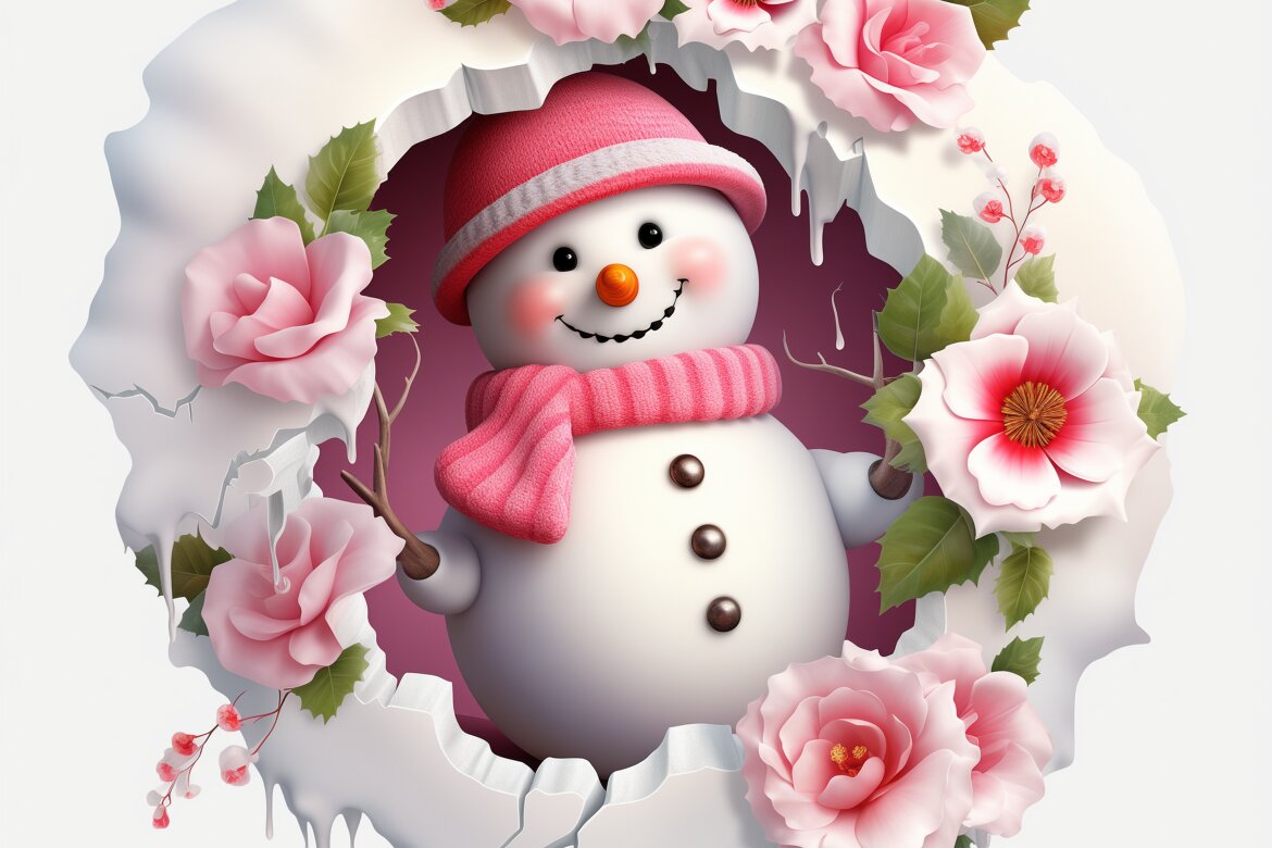 Wallpaper Pink Snowman | Deeezy