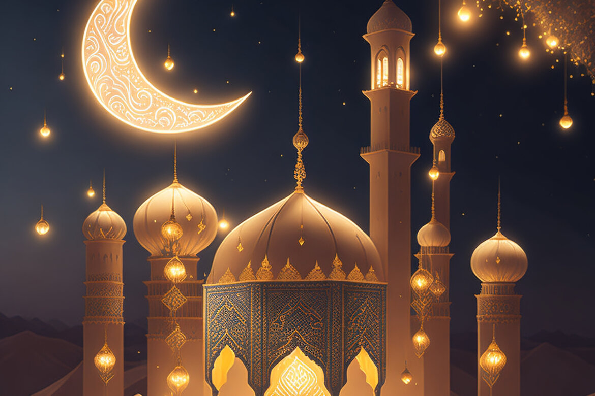 Crescent Moon Eid Mubarak Design And Lanterns Moon | Deeezy