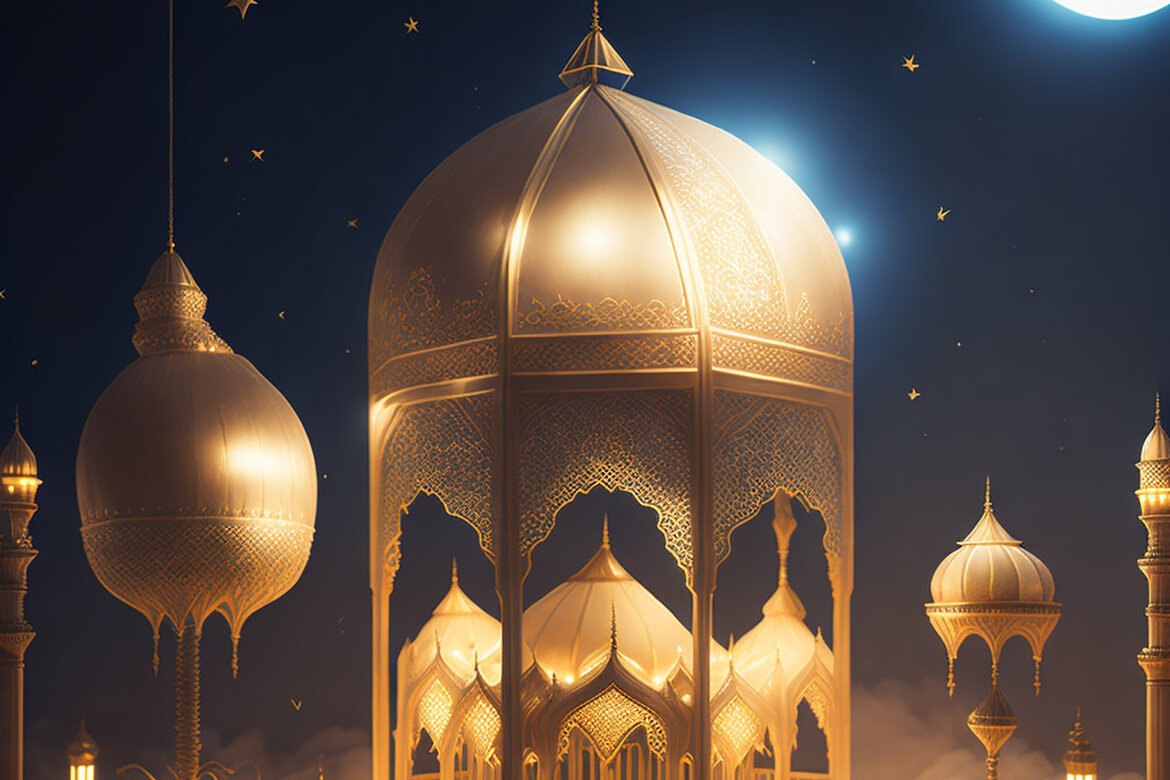 Crescent Moon Eid Mubarak Design And Lanterns Moon | Deeezy