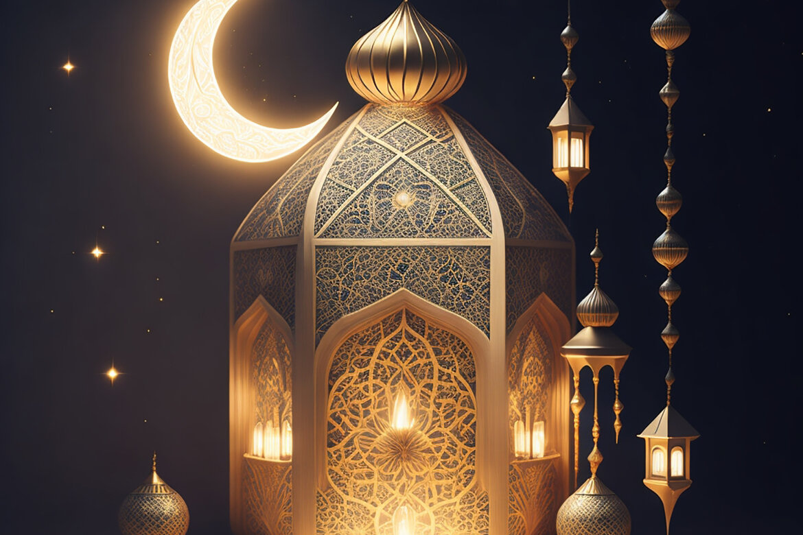 Crescent Moon Eid Mubarak Design And Lanterns Moon | Deeezy