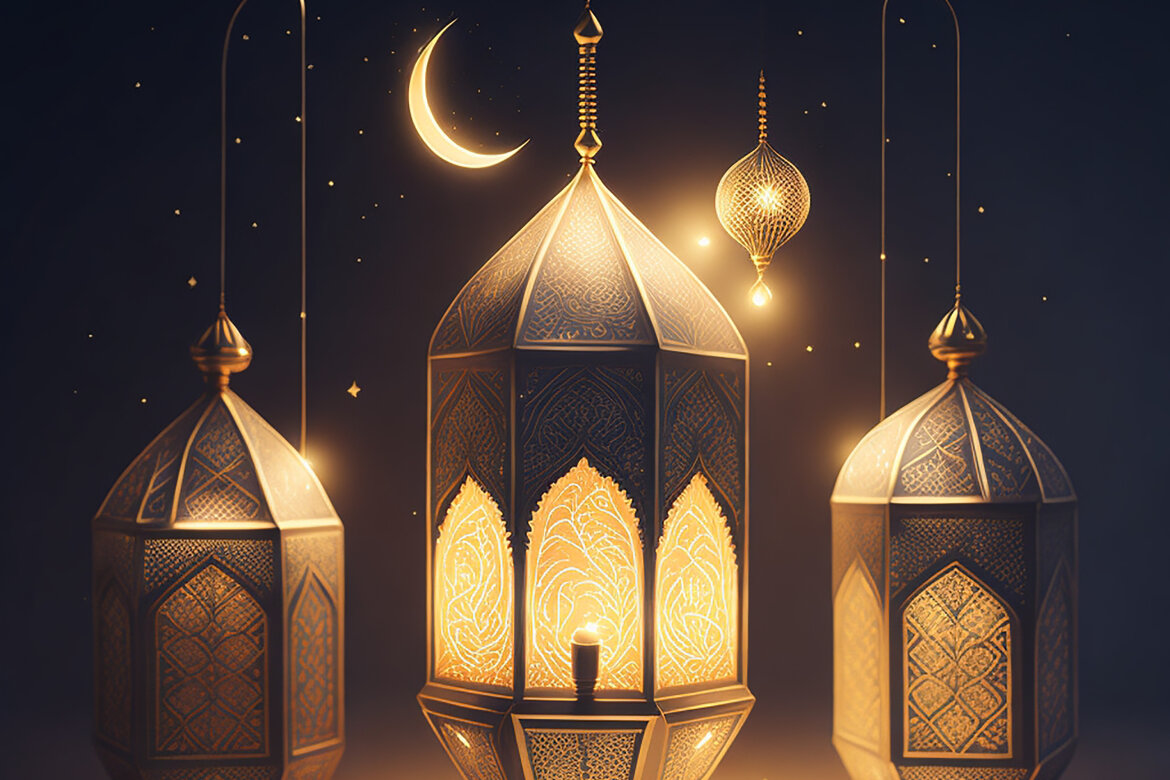 Crescent Moon Eid Mubarak Design And Lanterns Moon | Deeezy