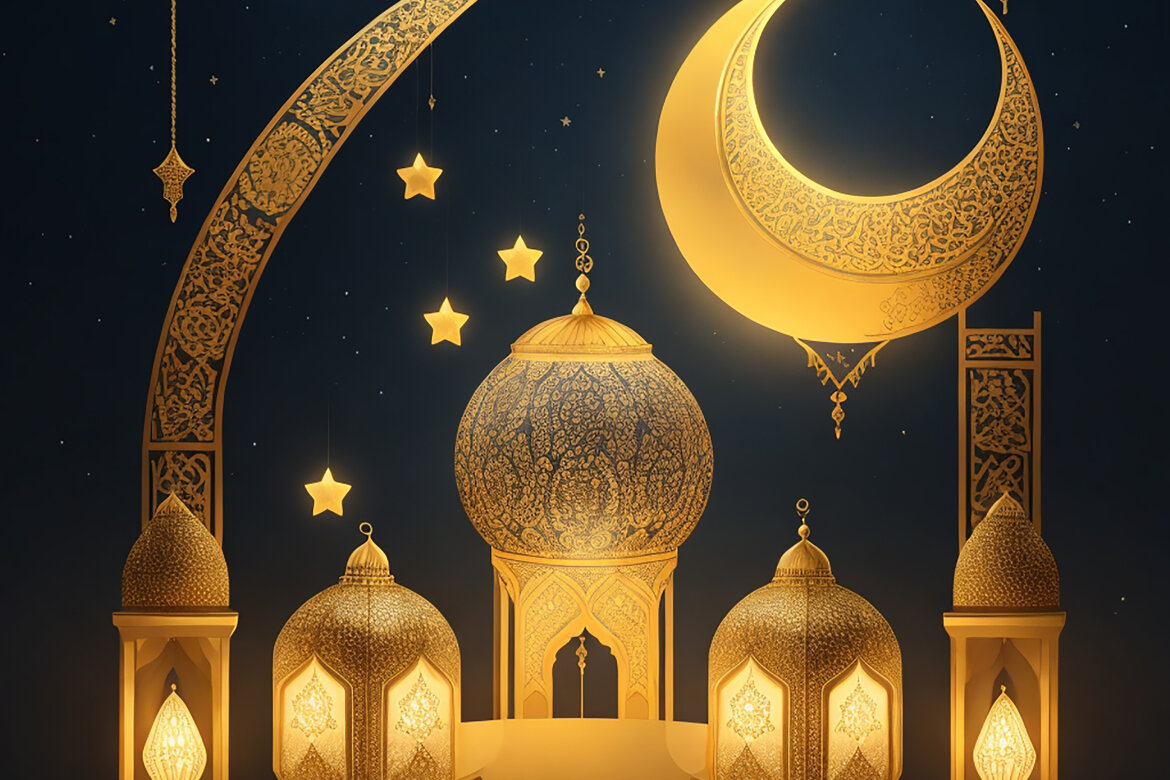 Crescent Moon Eid Mubarak Design And Lanterns Moon | Deeezy
