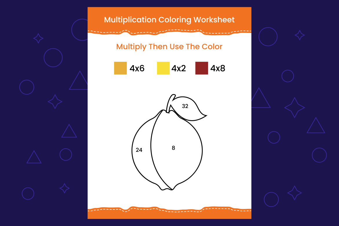 Multiplication Coloring worksheet with the image | Deeezy