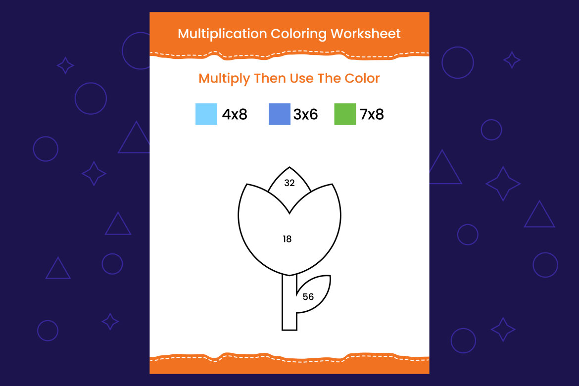 Multiplication Coloring worksheet with the image | Deeezy