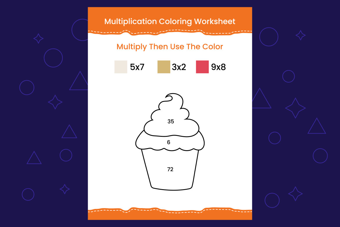 Multiplication Coloring worksheet with the image | Deeezy
