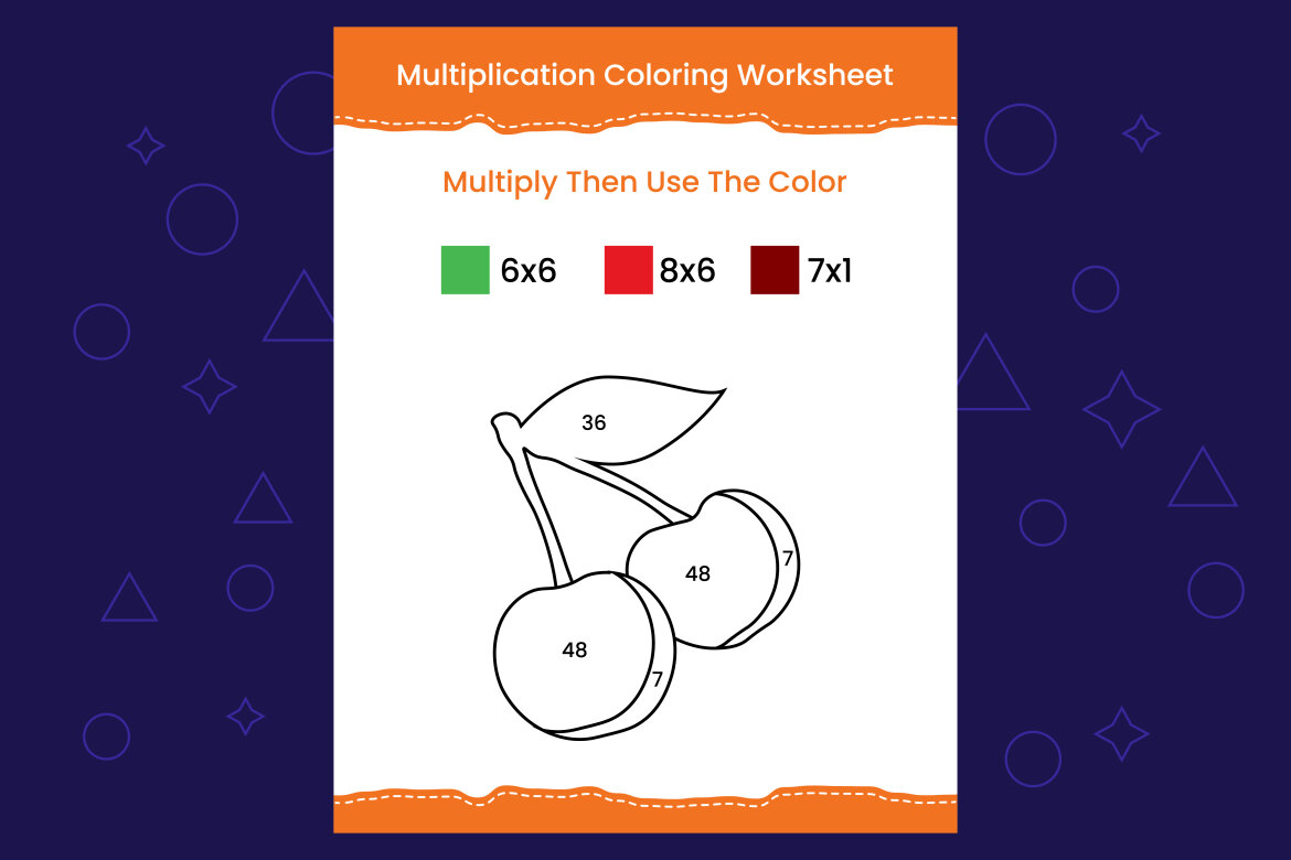 Multiplication Coloring worksheet with the image | Deeezy