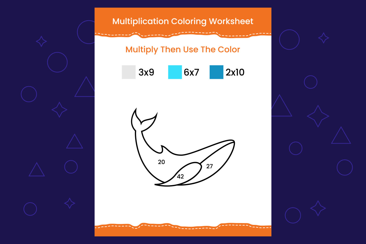 Multiplication Coloring worksheet with the image | Deeezy