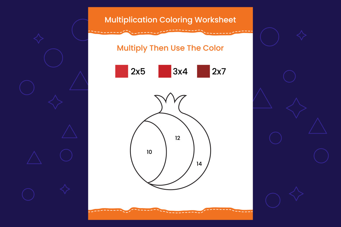 Multiplication Coloring worksheet with the image | Deeezy