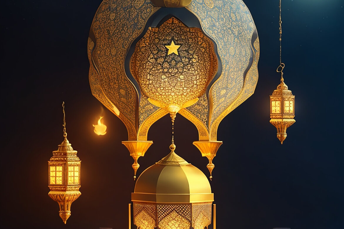 Crescent Moon Eid Mubarak Design And Lanterns Moon | Deeezy