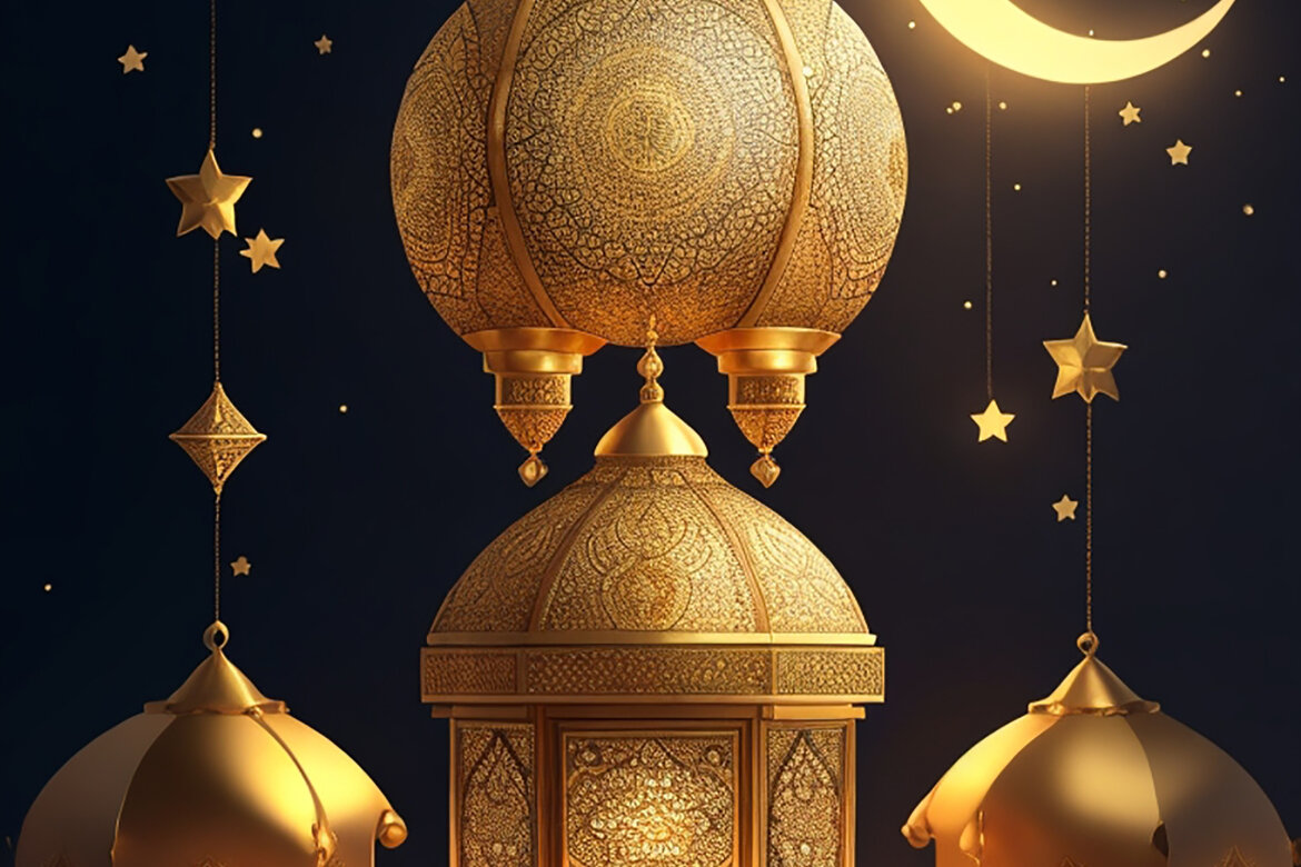 Crescent Moon Eid Mubarak Design And Lanterns Moon | Deeezy