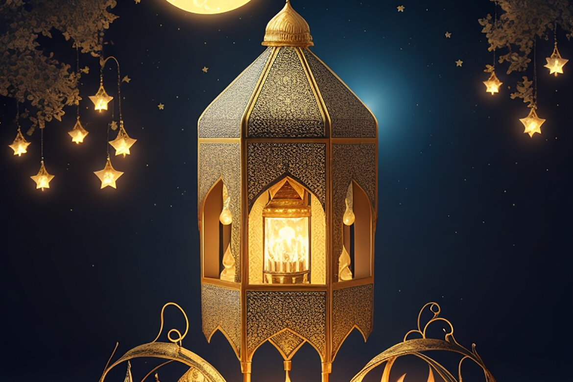 Crescent Moon Eid Mubarak Design And Lanterns Moon | Deeezy