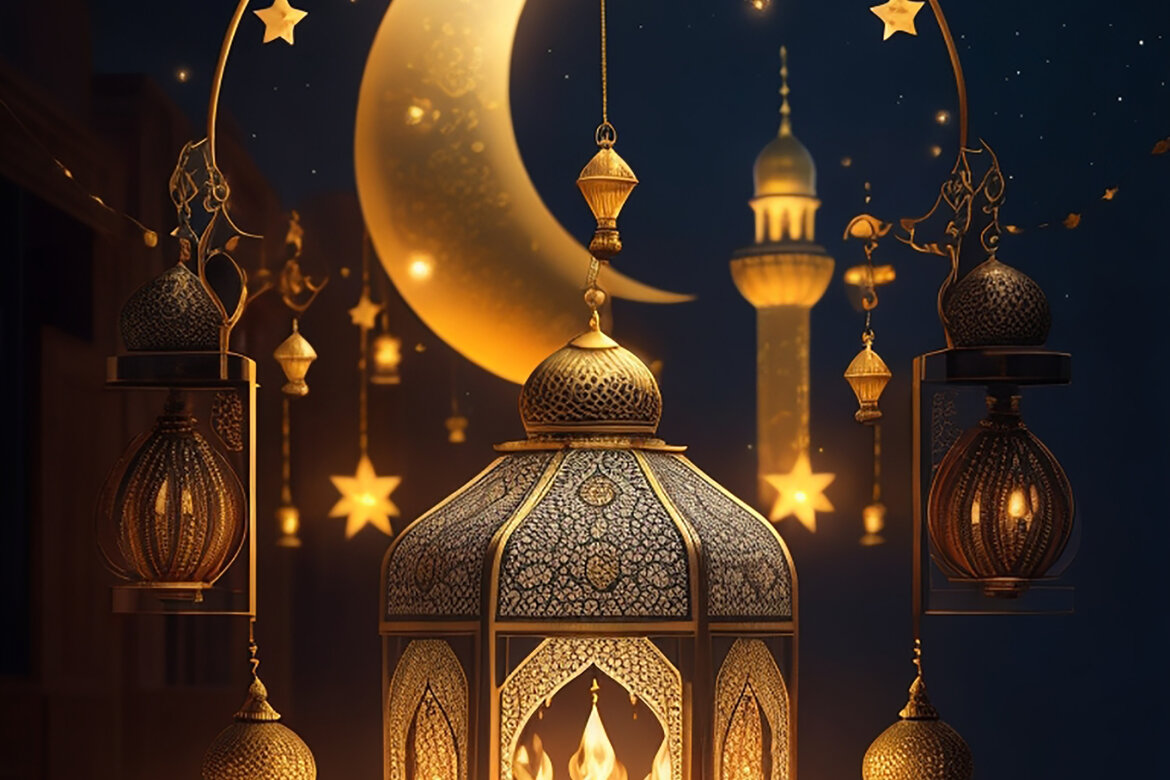 Crescent Moon Eid Mubarak Design And Lanterns Moon | Deeezy