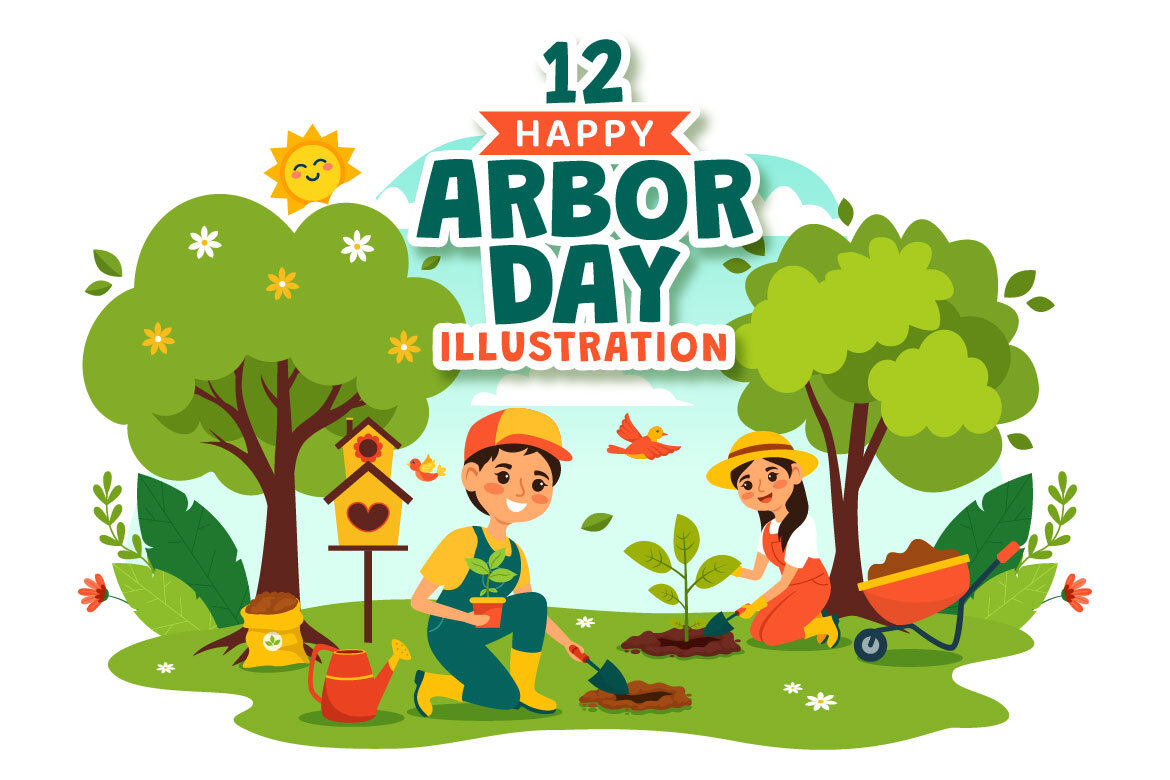 12 Happy Arbor Day Illustration | Deeezy