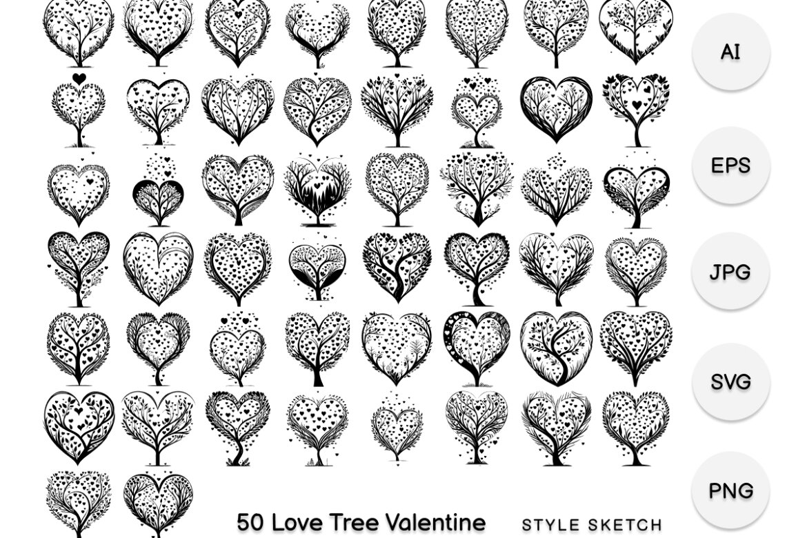Love Tree Valentine Element Draw Black | Deeezy