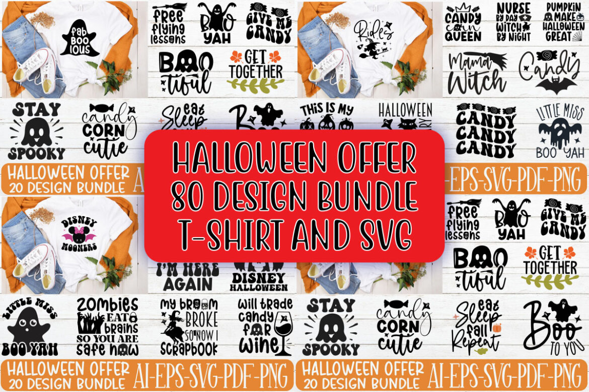 Halloween mega t-shirt design bundle | Deeezy