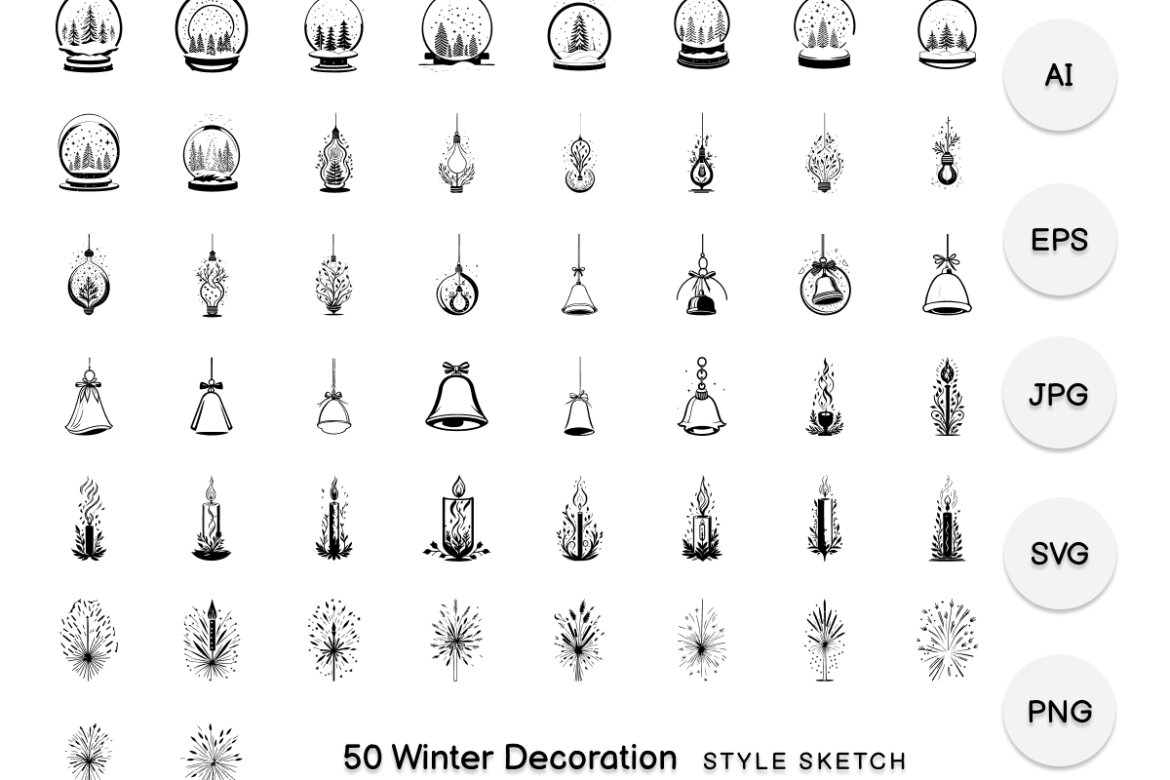 Winter Decoration Element Draw Black | Deeezy