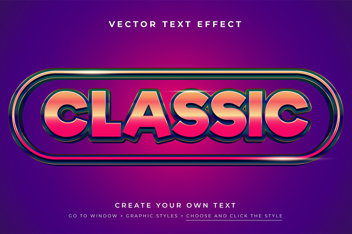 Vector Text Effect - Classic Chrome | Deeezy