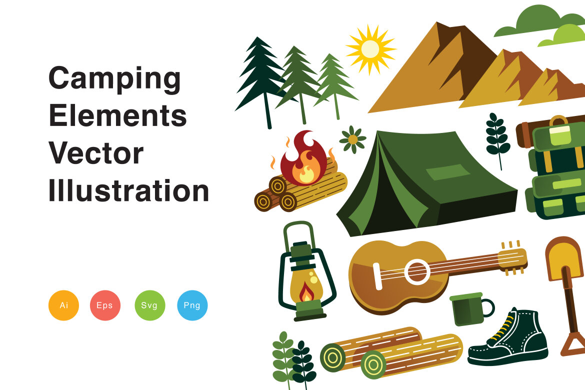 Camping Elements Vector Illustration | Deeezy