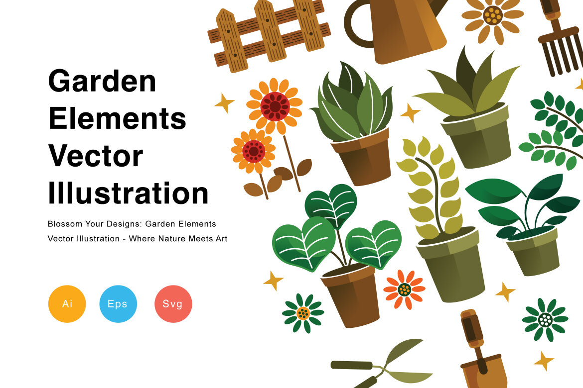 Garden Elements Vector Illustration | Deeezy