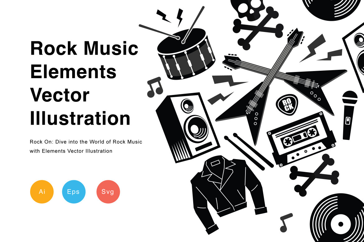 Rock Music Elements Vector Illustration | Deeezy