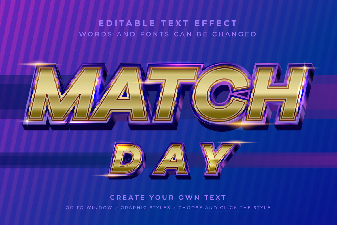 Vector Text Effect - 3D Gold Match Day | Deeezy