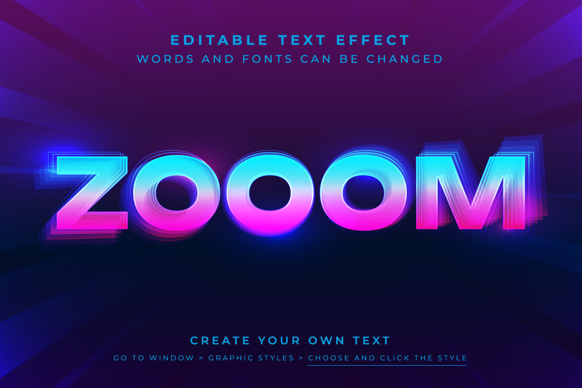 Vector Text Effect - Neon Blue Purple | Deeezy
