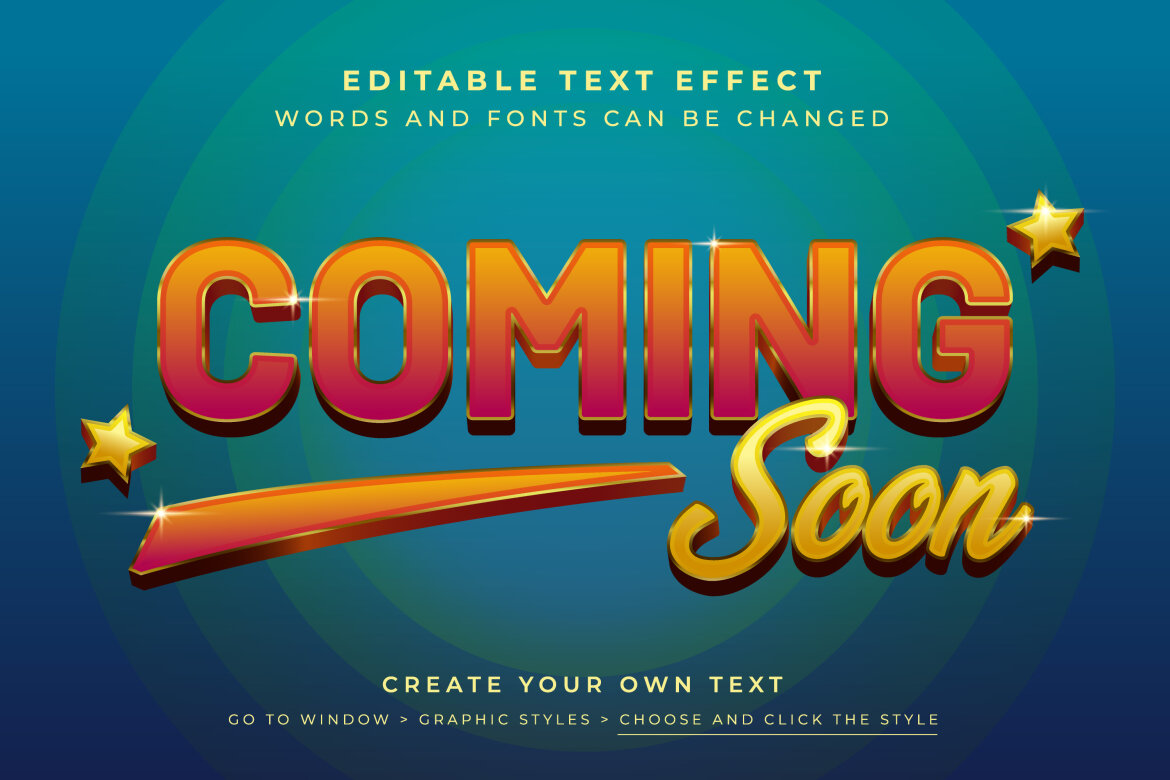 Vector Text Effect - Coming Soon Retro | Deeezy