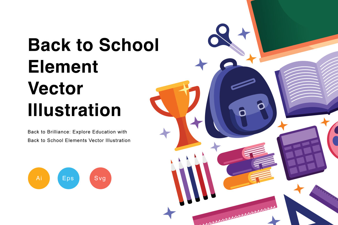 Back to School Elements Vector Illustration | Deeezy